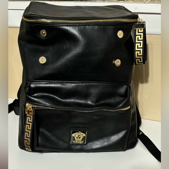 Versace | Bags | Versace Parfums Black Small Backpack | Poshmark